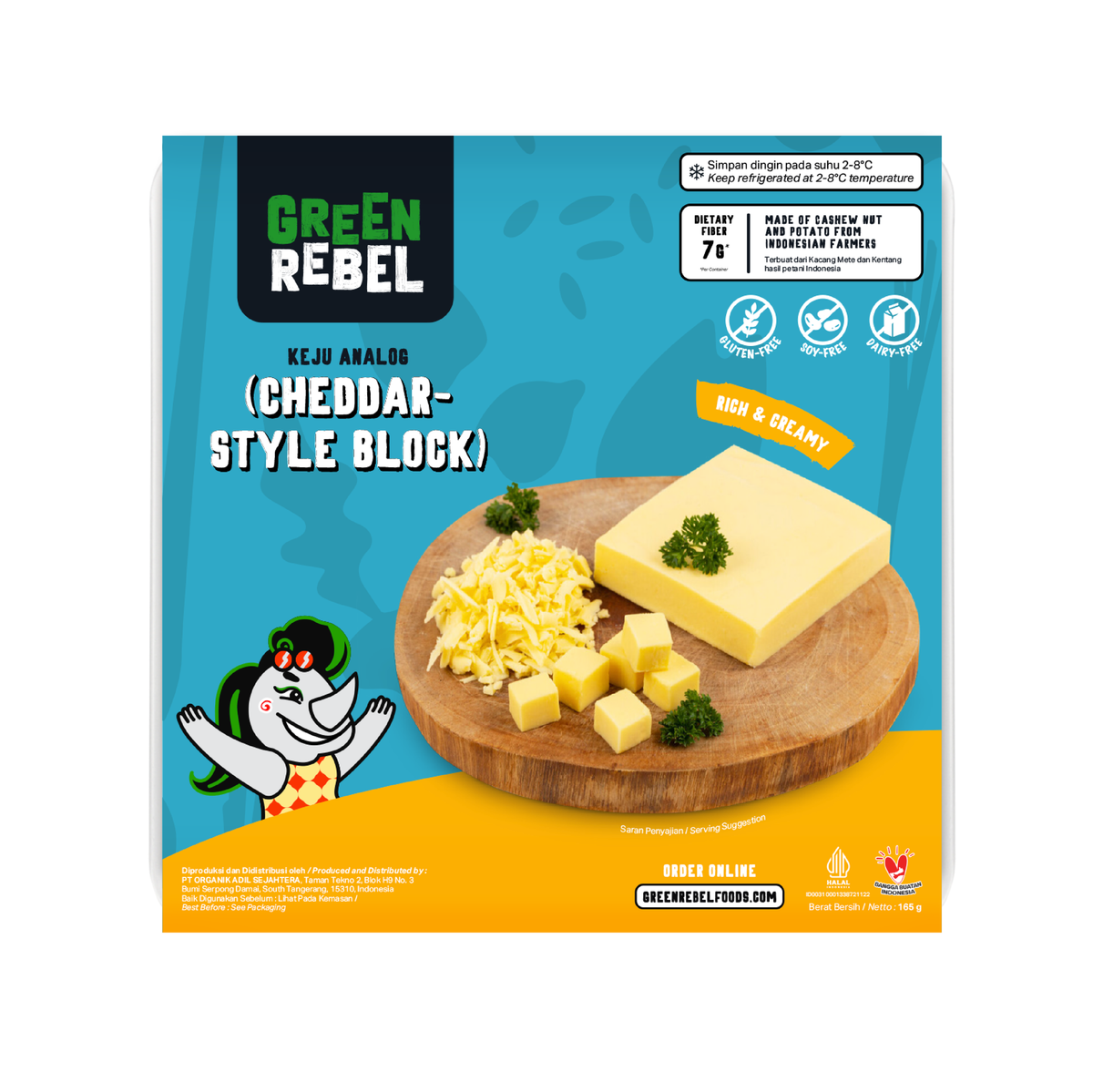 Cheddar-Style Cheese Block – Green Rebel Foods