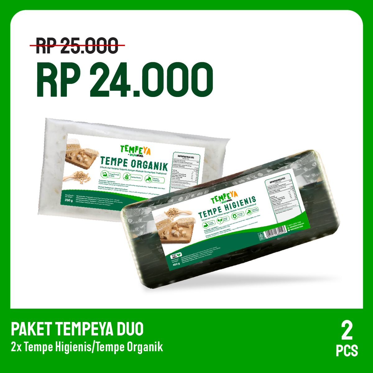 Paket Protein Duo TempeYa | Tempe Higienis | Tempe Organik – Green ...