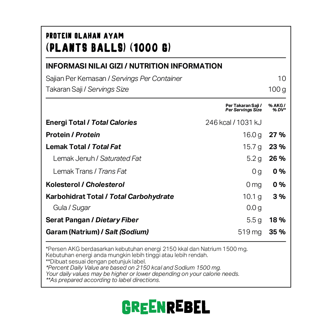 Green Rebel Plant Balls | Baso Sayuran | Protein Nabati | Family Pack ...