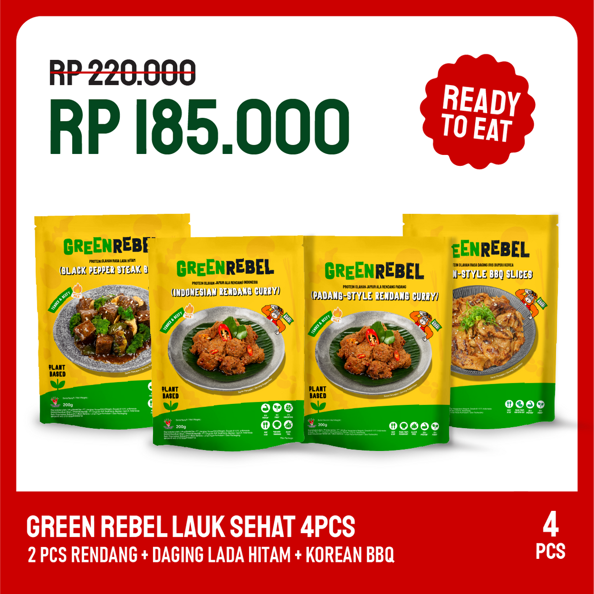 Paket Lebih Murah Green Rebel 4 Pcs – Lauk Sehat | Siap Makan | Ready ...